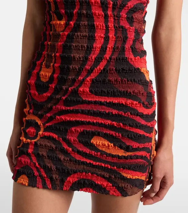 Emilio Pucci Marmo Smocked Minidress - Orange