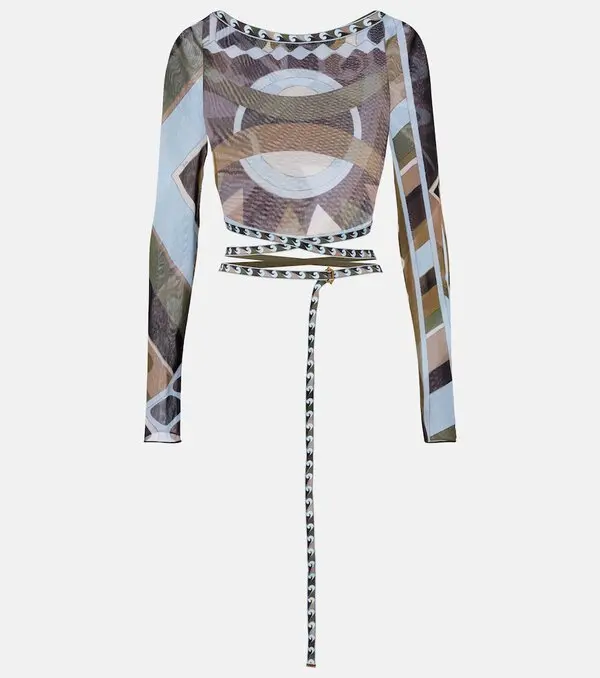 Emilio Pucci Vivara Tulle Crop Top - Multicoloured