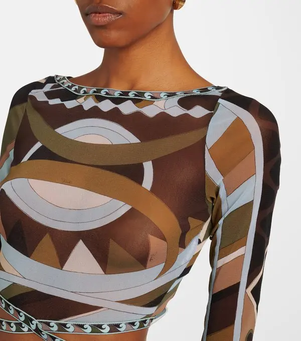 Emilio Pucci Vivara Tulle Crop Top - Multicoloured