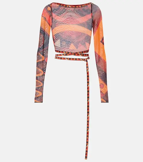 Emilio Pucci Vivara Tulle Crop Top - Orange