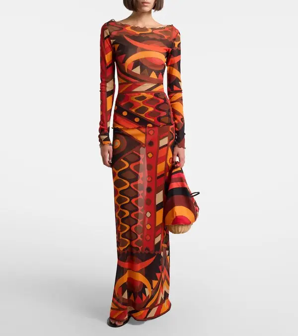 Emilio Pucci Vivara Tulle Maxi Skirt - Multicoloured