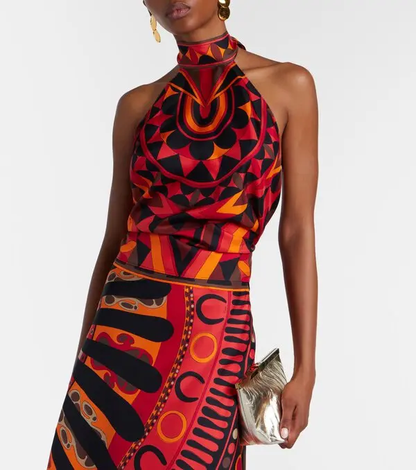 Emilio Pucci Silk Twill Top - Orange