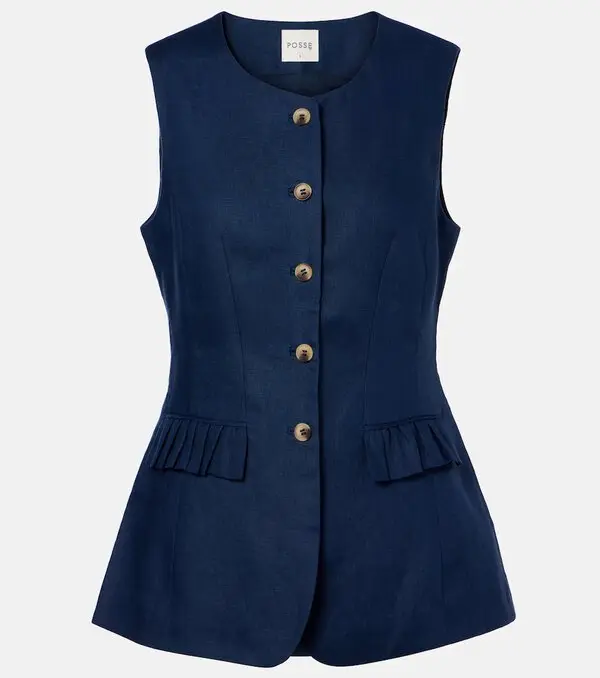 Posse Matilda Linen Vest - Blue
