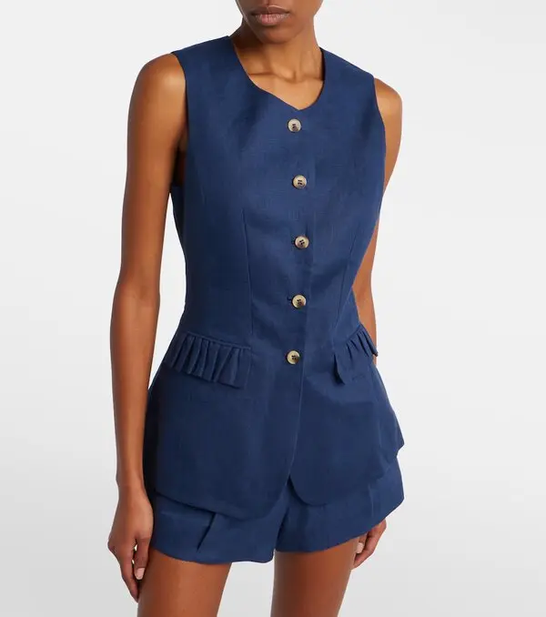 Posse Matilda Linen Vest - Blue