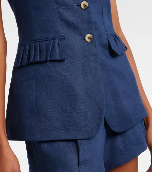 Posse Matilda Linen Vest - Blue
