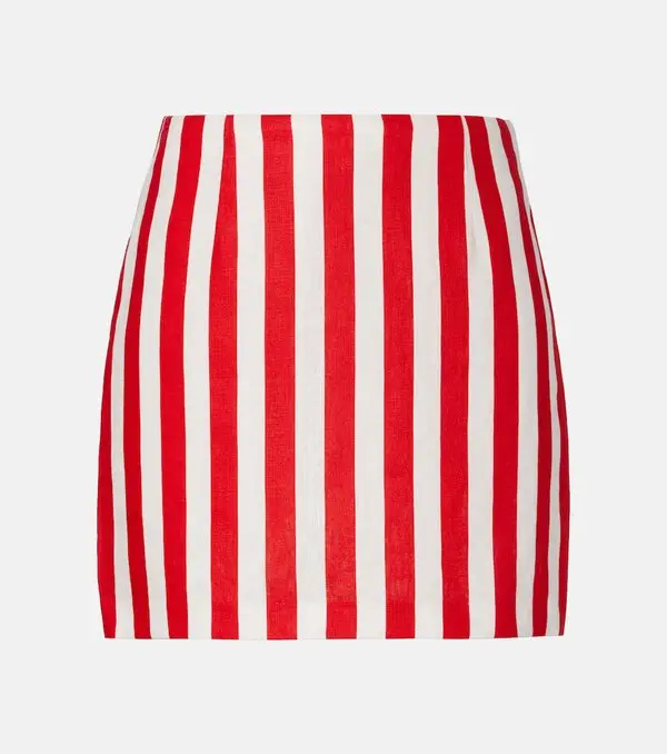 Posse Alice Striped Linen Miniskirt - Red