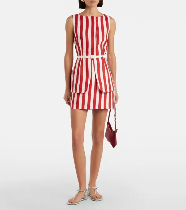 Posse Alice Striped Linen Miniskirt