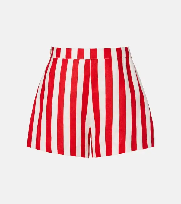 Posse Perri Striped Linen Shorts - Red