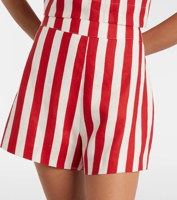 Posse Perri Striped Linen Shorts - Red