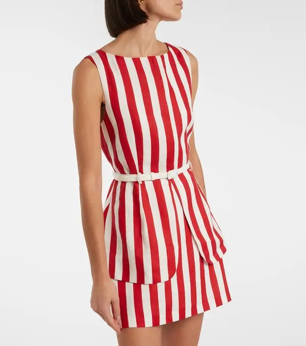 Posse Pamela Striped Linen Vest - Red