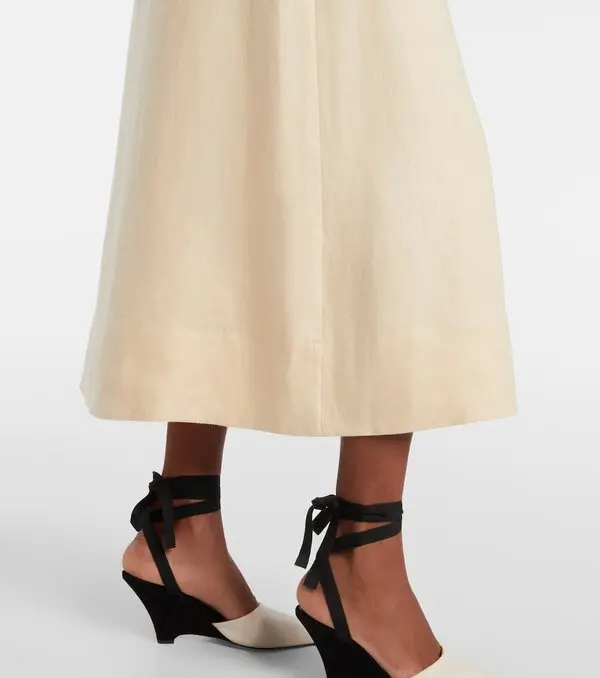 Posse Pamela Halterneck Linen Midi Dress - Beige