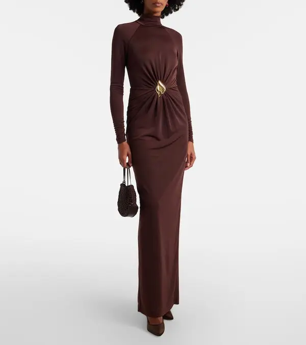 Rebecca Vallance Embellished Gathered Jersey Gown
