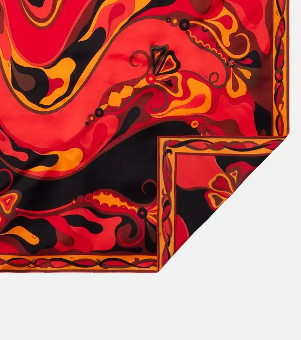 Emilio Pucci Manuba Silk Twill Foulard Scarf - Orange