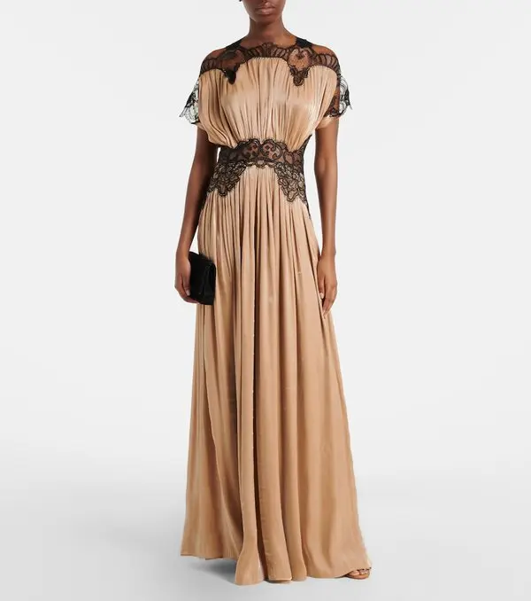 costarellos gold dress Sireen Lurex Georgette Dress