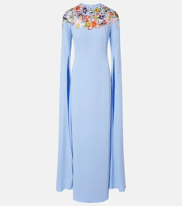 Costarellos Embroidered Gown - Blue
