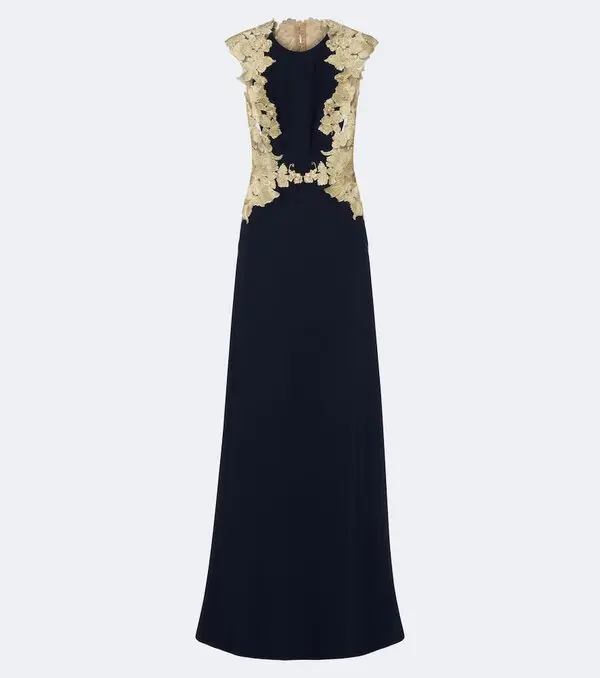 Costarellos Embroidered Gown - Blue