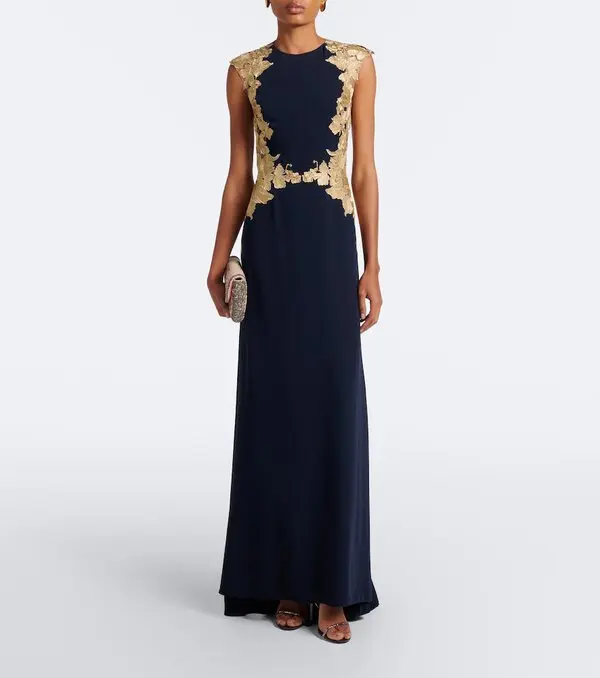 Costarellos Embroidered Gown