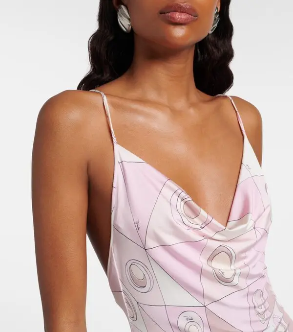 Emilio Pucci Occhi" Draped Satin Jersey Mini Dress - Pink