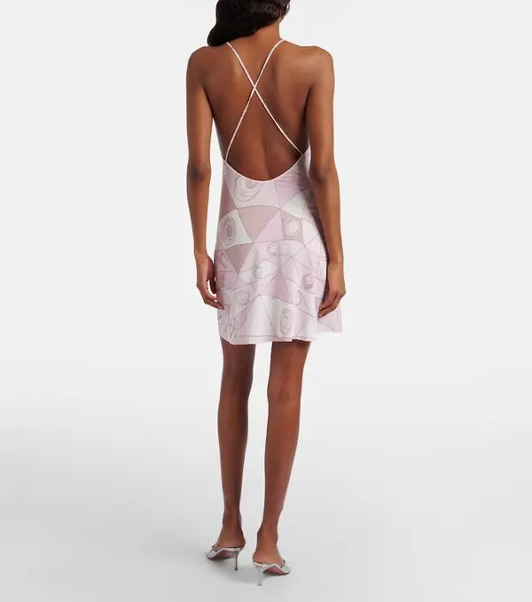 Emilio Pucci Occhi" Draped Satin Jersey Mini Dress - Pink