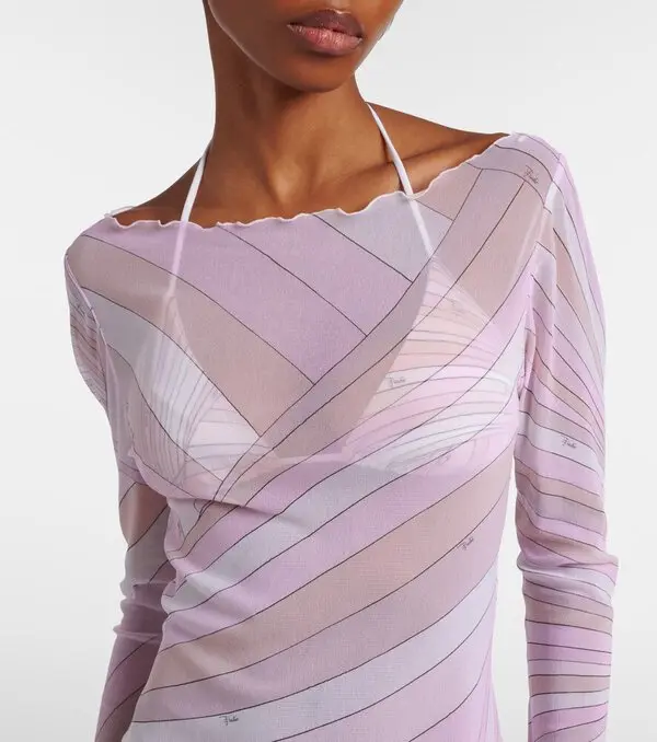 Emilio Pucci Iride Sheer Tulle Maxi Dress - Pink