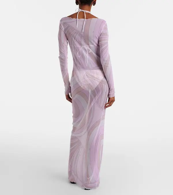Emilio Pucci Iride Sheer Tulle Maxi Dress - Pink