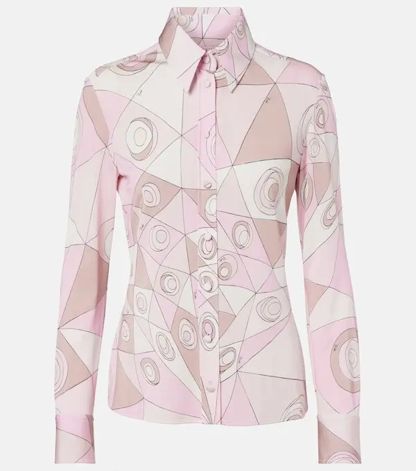 Emilio Pucci Occhi Satin Jersey Shirt - Pink