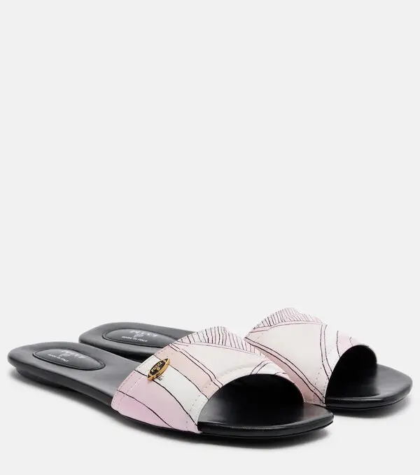 Emilio Pucci Yummy Iride Twill Slides - Pink