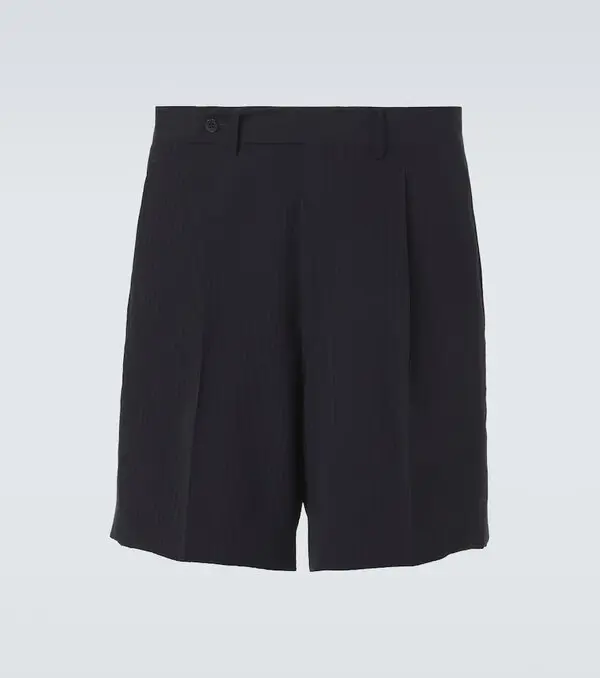 STOFFA Navy Wool Tailored Shorts - Blue