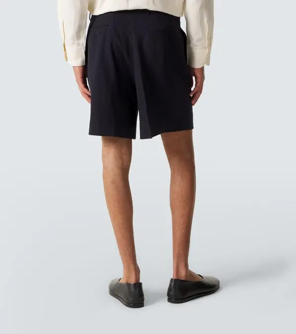 STOFFA Navy Wool Tailored Shorts