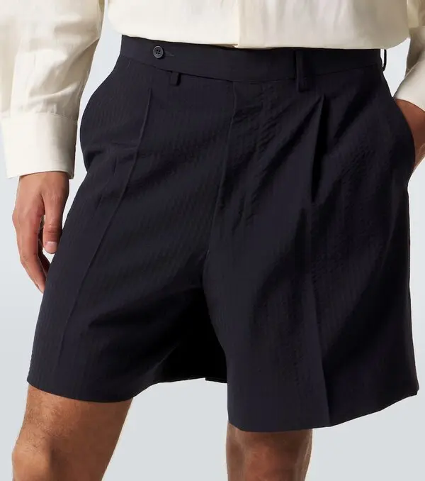 STOFFA Navy Wool Tailored Shorts