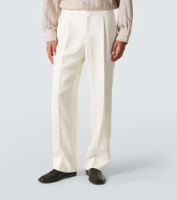 STOFFA Linen Straight Pants - White