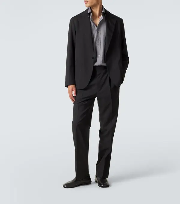 STOFFA Wool Straight Leg Trousers - Black