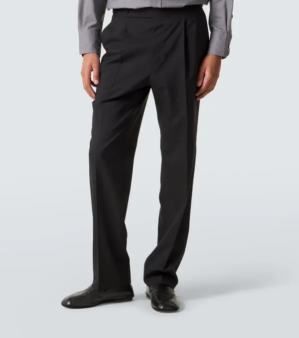 STOFFA Wool Straight Leg Trousers - Black