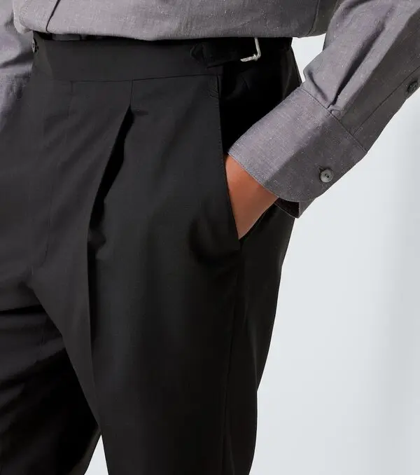 STOFFA Wool Straight Leg Trousers - Black