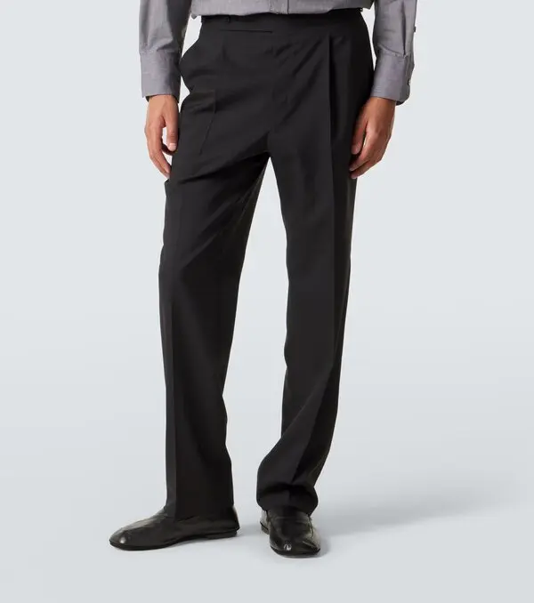 STOFFA Wool Straight Leg Trousers - Black