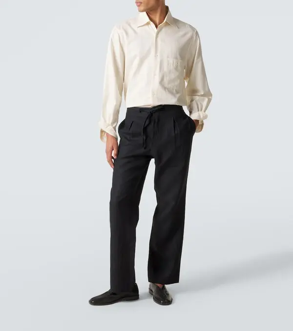 STOFFA Linen Straight Pants - Black