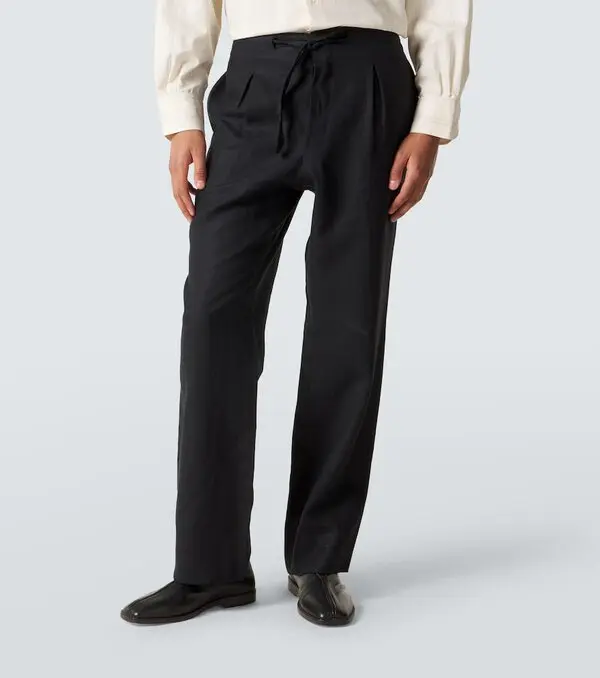 STOFFA Linen Straight Pants - Black