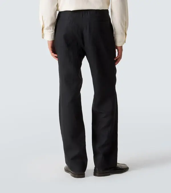 STOFFA Linen Straight Pants - Black