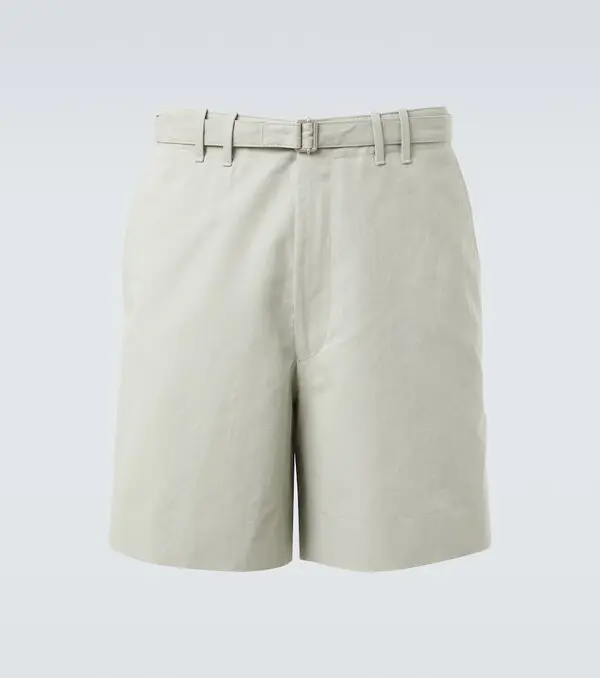 STOFFA Belted Cotton And Linen Shorts - Grey