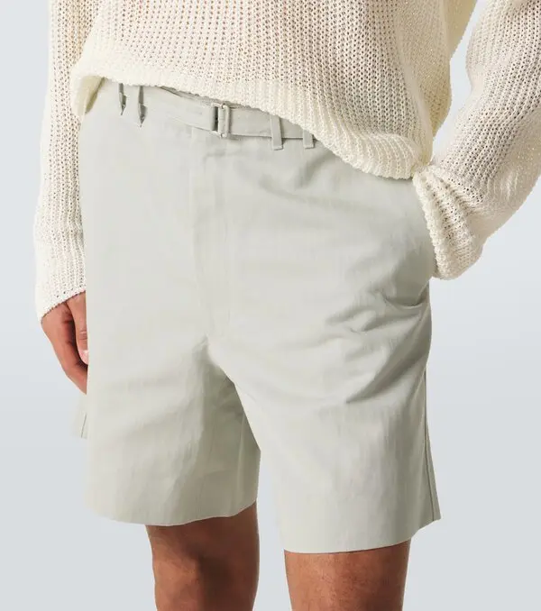 STOFFA Belted Cotton And Linen Shorts