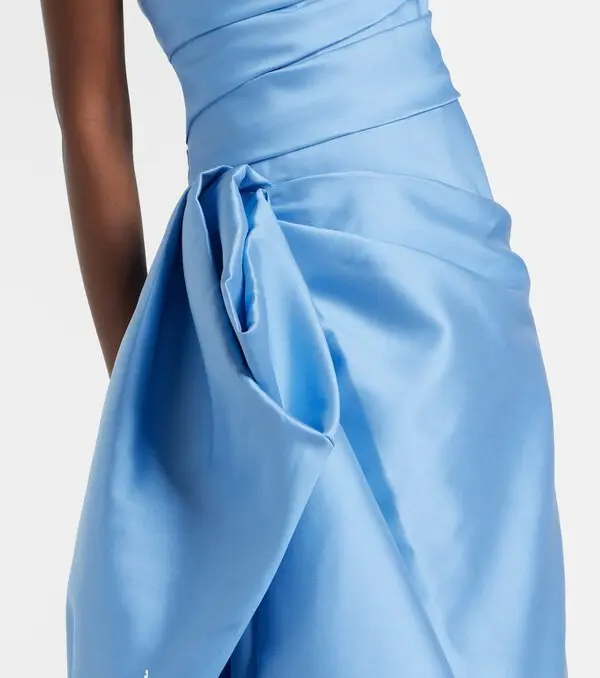 Monique Lhuillier Draped Asymmetric Bustier Gown