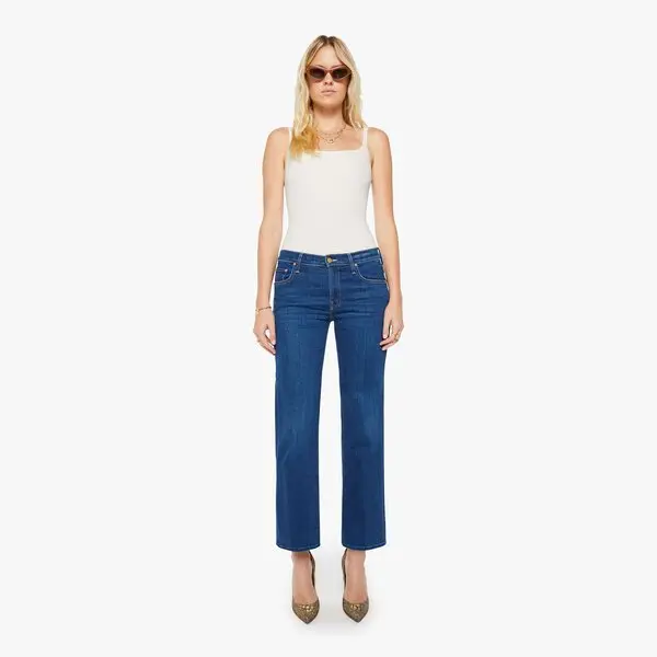 MOTHER The Mid Rise Rambler Zip Flood Jeans - Blue