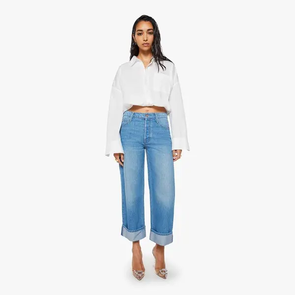 MOTHER Snacks! The Smoothie Crop Cuff Secret Ingredient Jeans - Blue