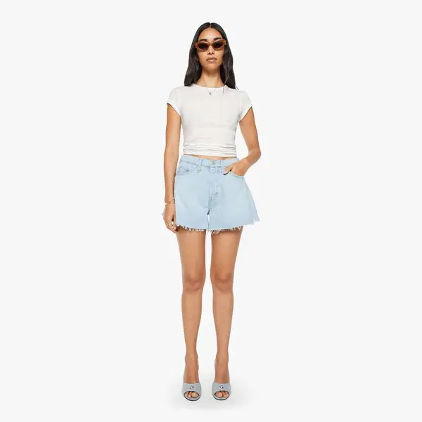 MOTHER The Flutter Short Fray Denim Shorts - Blue