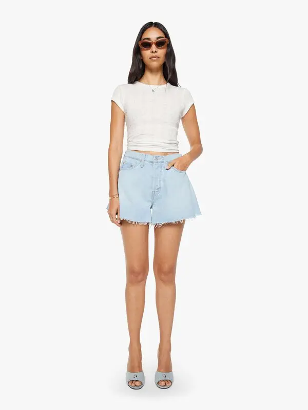 MOTHER The Flutter Short Fray Denim Shorts - Blue
