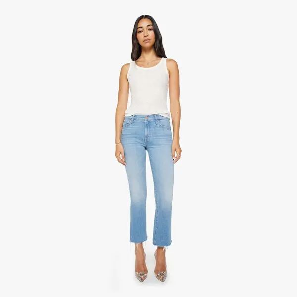 MOTHER The Outsider Flood Fray Jeans - Light Blue