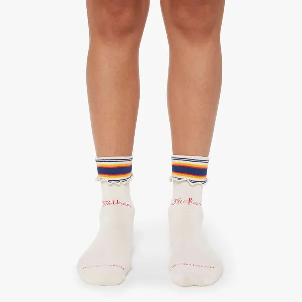 MOTHER The Fold Please In The Lines Socks - White