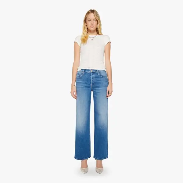 MOTHER The Rerun Sneak Kissing The Caddy High-waisted Wide-leg Jeans - Blue