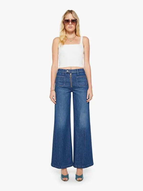 MOTHER The Patch Pocket Hustler Roller Exposed Zip Heel Jeans - Blue