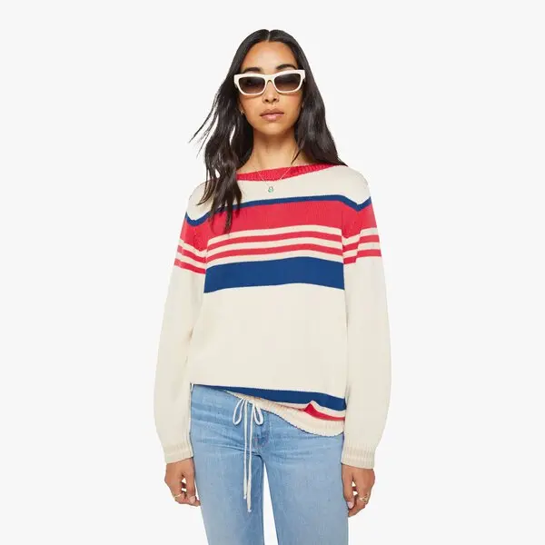MOTHER The L/s Skipper Ivory Multi Stripe Shirt